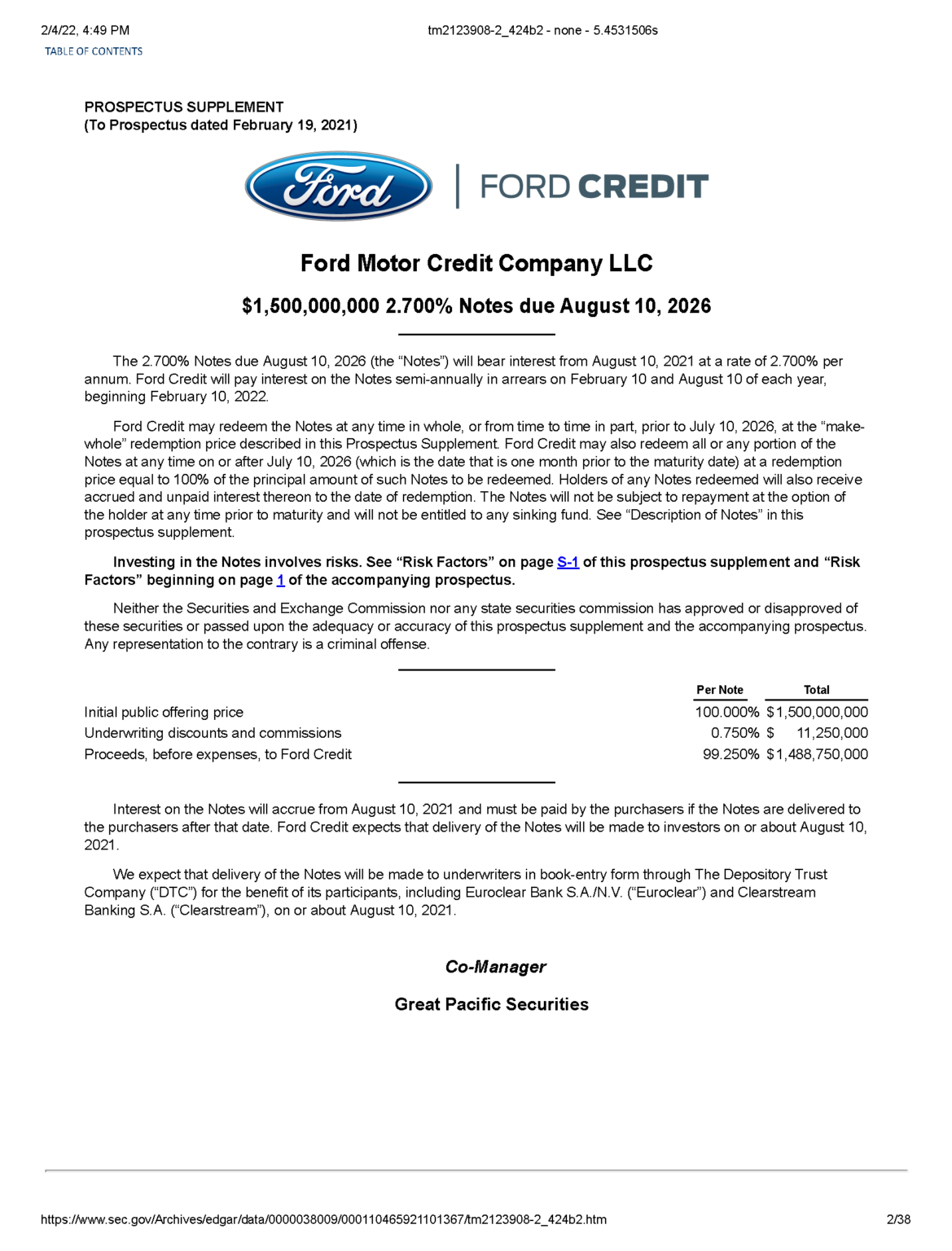 Ford Motor Credit Loss Payee Address
