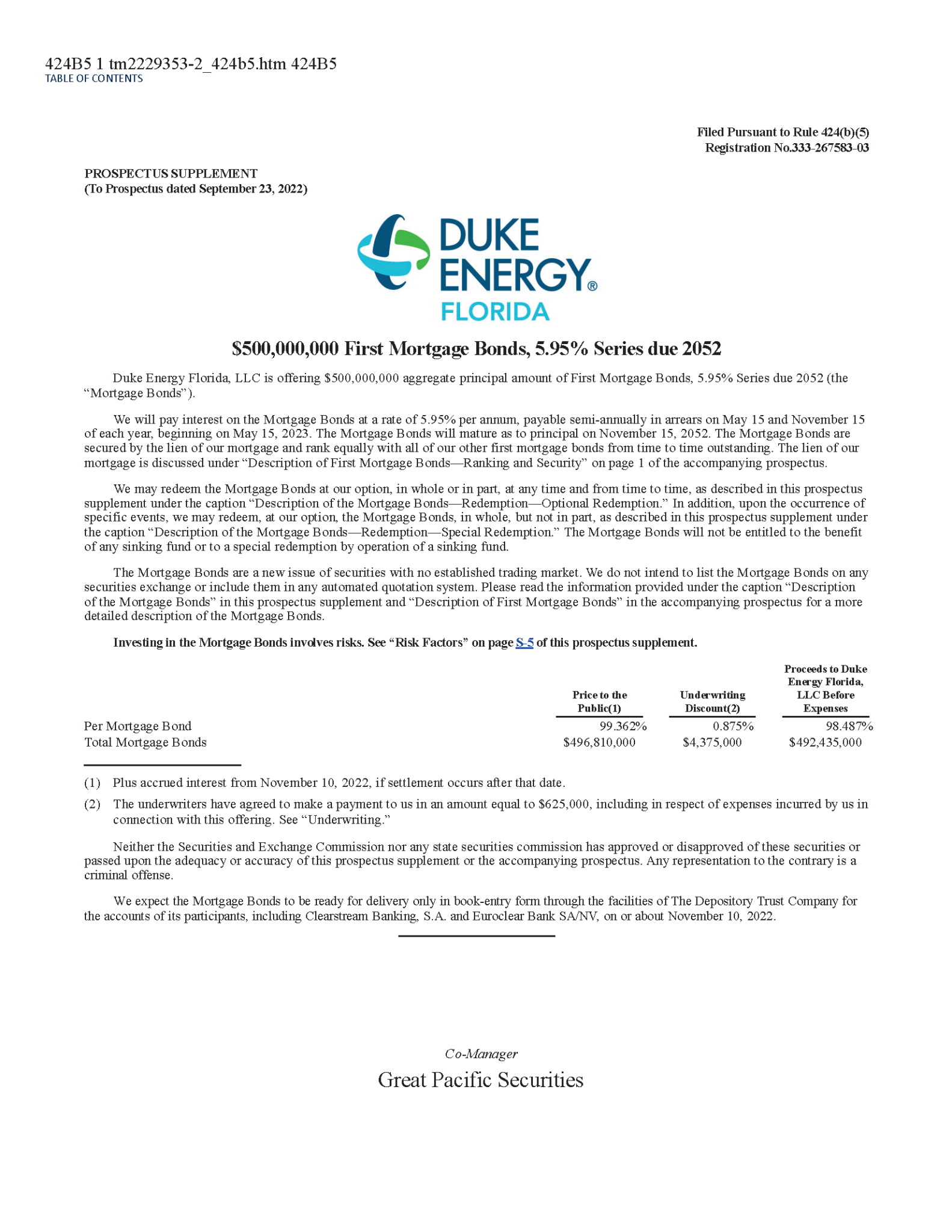 GPS Co-Manages $500 Million Duke Energy Florida Transaction - Great ...